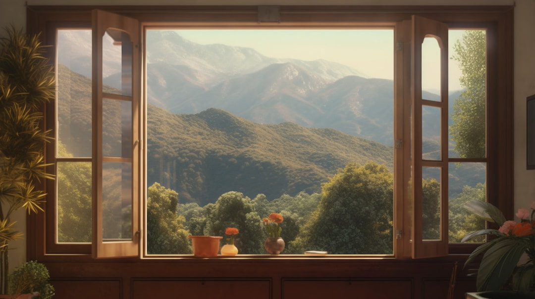 Cabin Window Mountain View Virtual Background (16:9) - Etsy