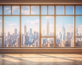 City Skyline Digital Zoom Background, Clean Bright Home Office Backdrop ...