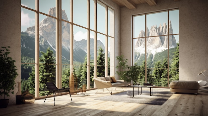 Cabin Window Mountain View Zoom Background - Etsy