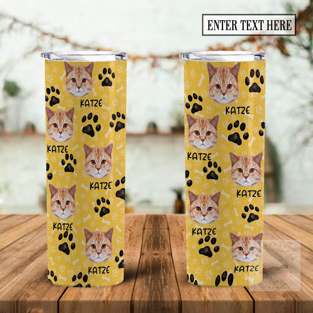 Personalized Dog Photo With Paw and Bone Tumbler, Custom Face/ Logo ...