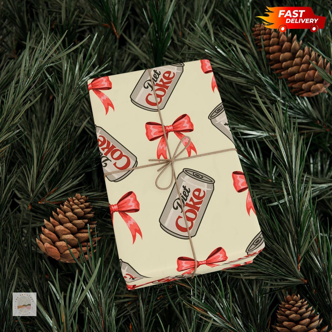 Vintage Diet Coke Christmas Wrapping Paper, Diet Coke Gift Wrap ...