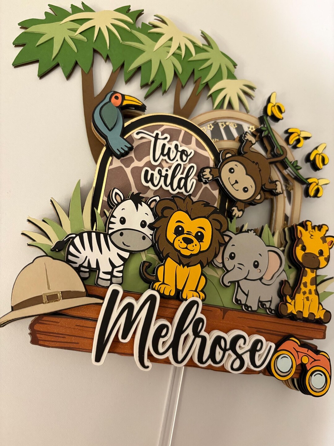 Safari Cake Topper | Personalized Name and Age | Jungle Birthday Party ...
