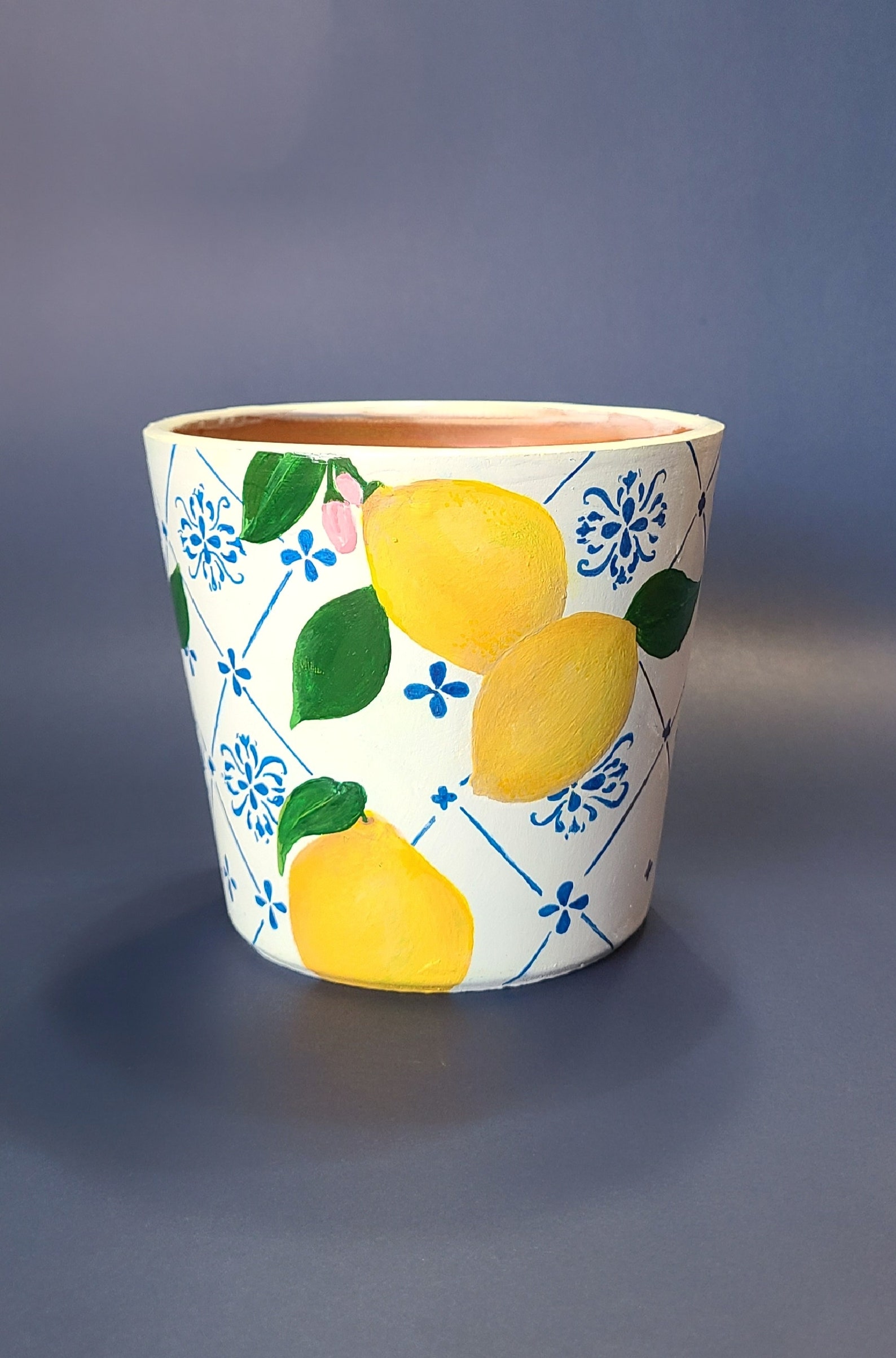 Italian Inspired Lemons Hand Painted Pot - Etsy