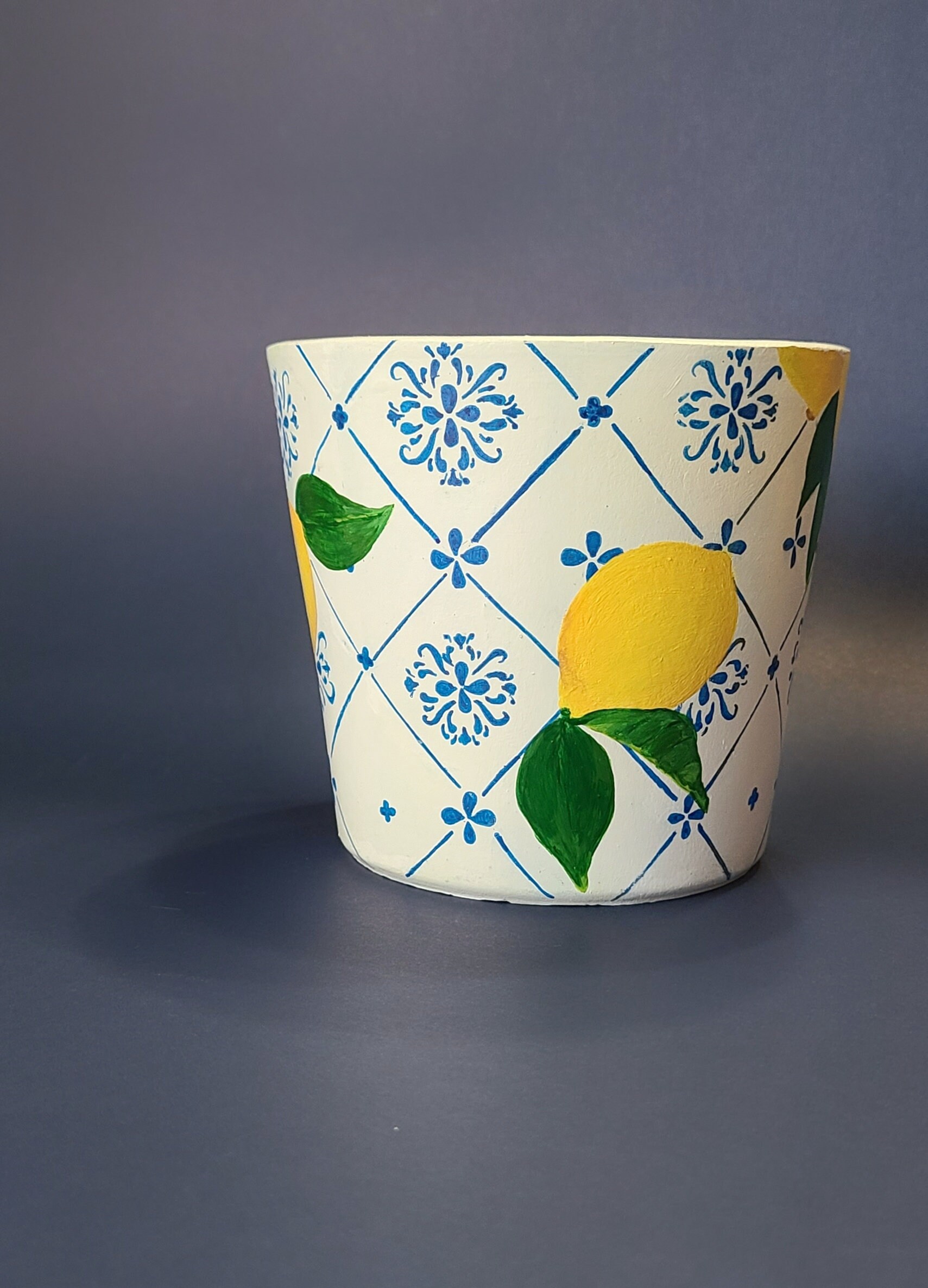 Italian Inspired Lemons Hand Painted Pot - Etsy