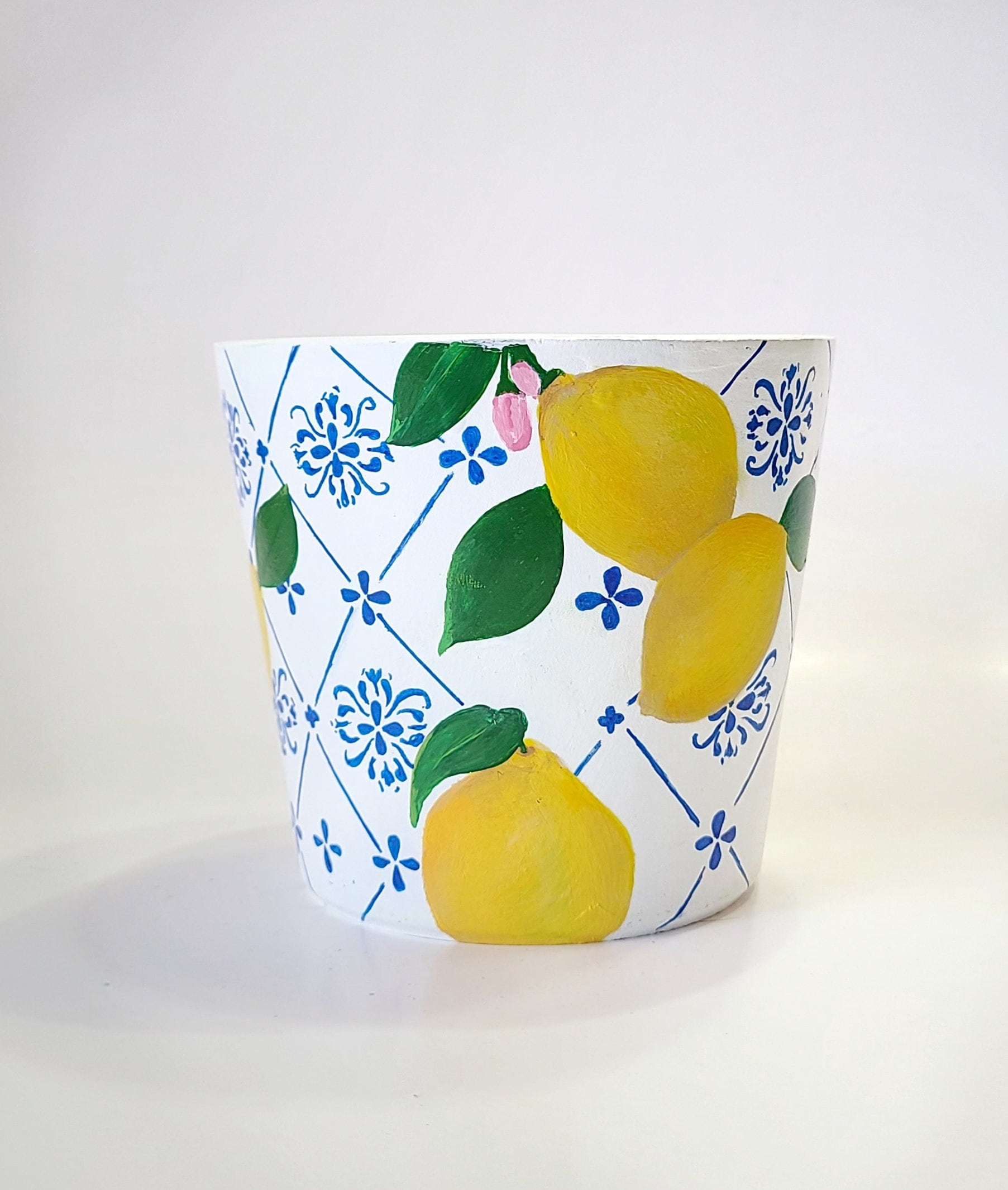 Italian Inspired Lemons Hand Painted Pot - Etsy