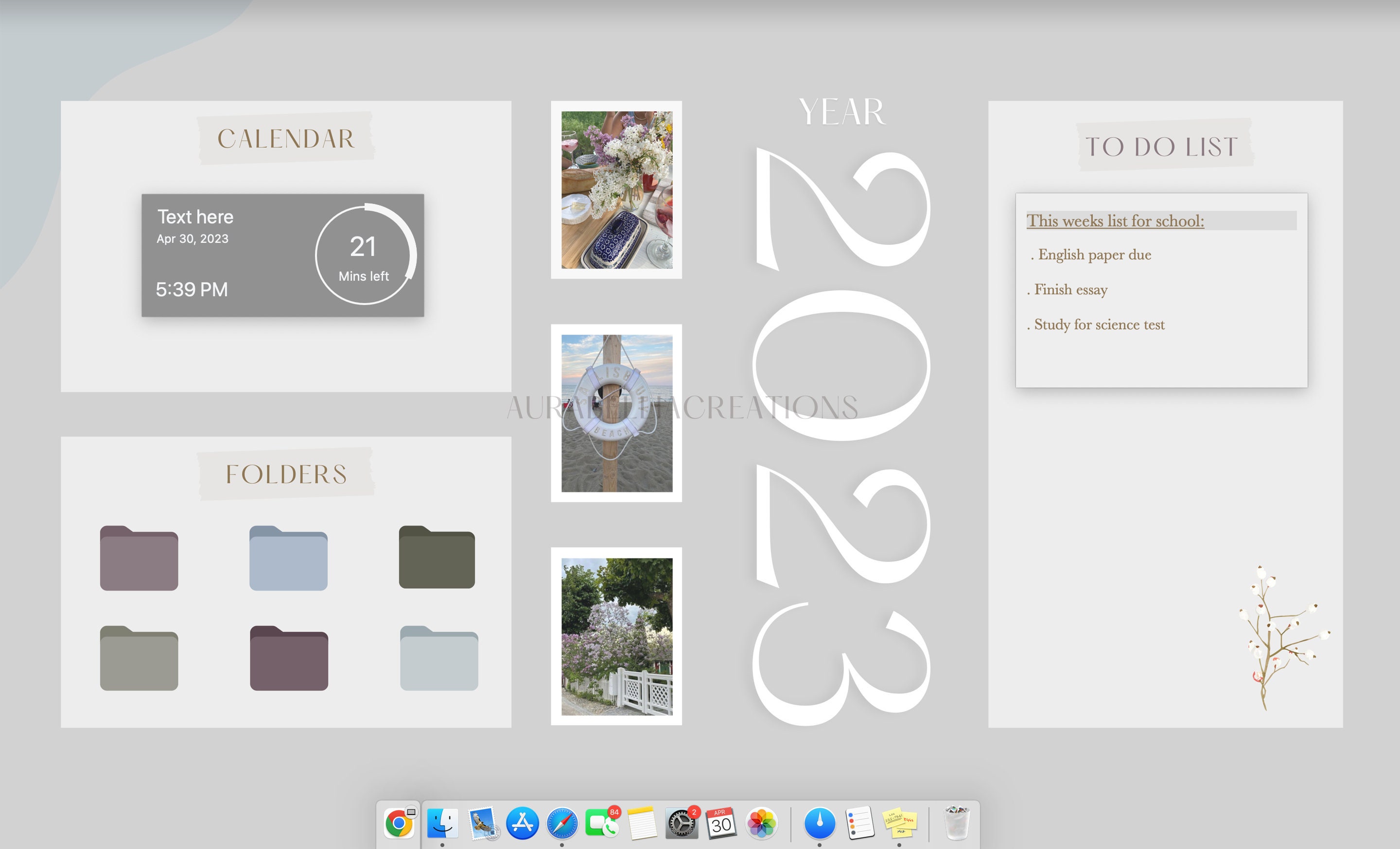 Year 2023 Desktop Wallpaper Organizer With Calendar, Mac Windows ...