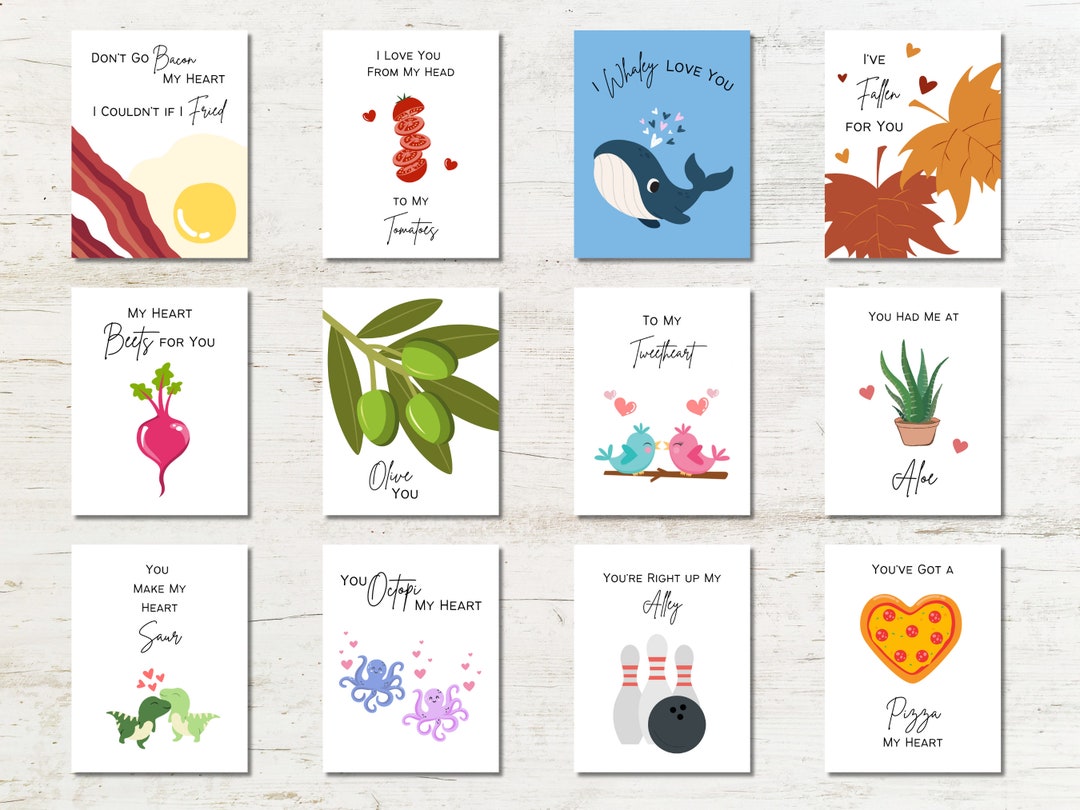 5 Valentine's Day Love Pun Cards With Envelopes (5 Mixed Cards) - Etsy