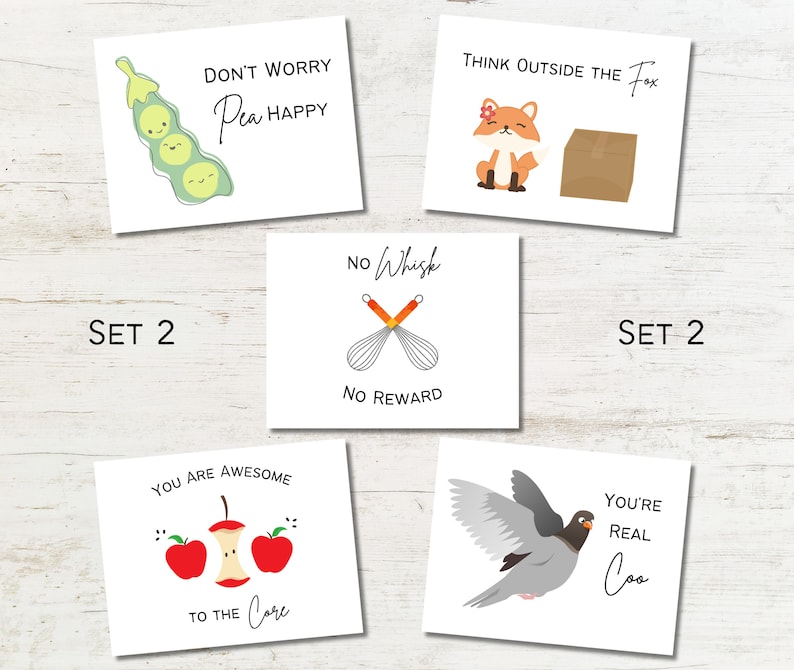 5 Encouragement / Inspirational Pun Cards With Envelopes (5 Mixed Cards ...