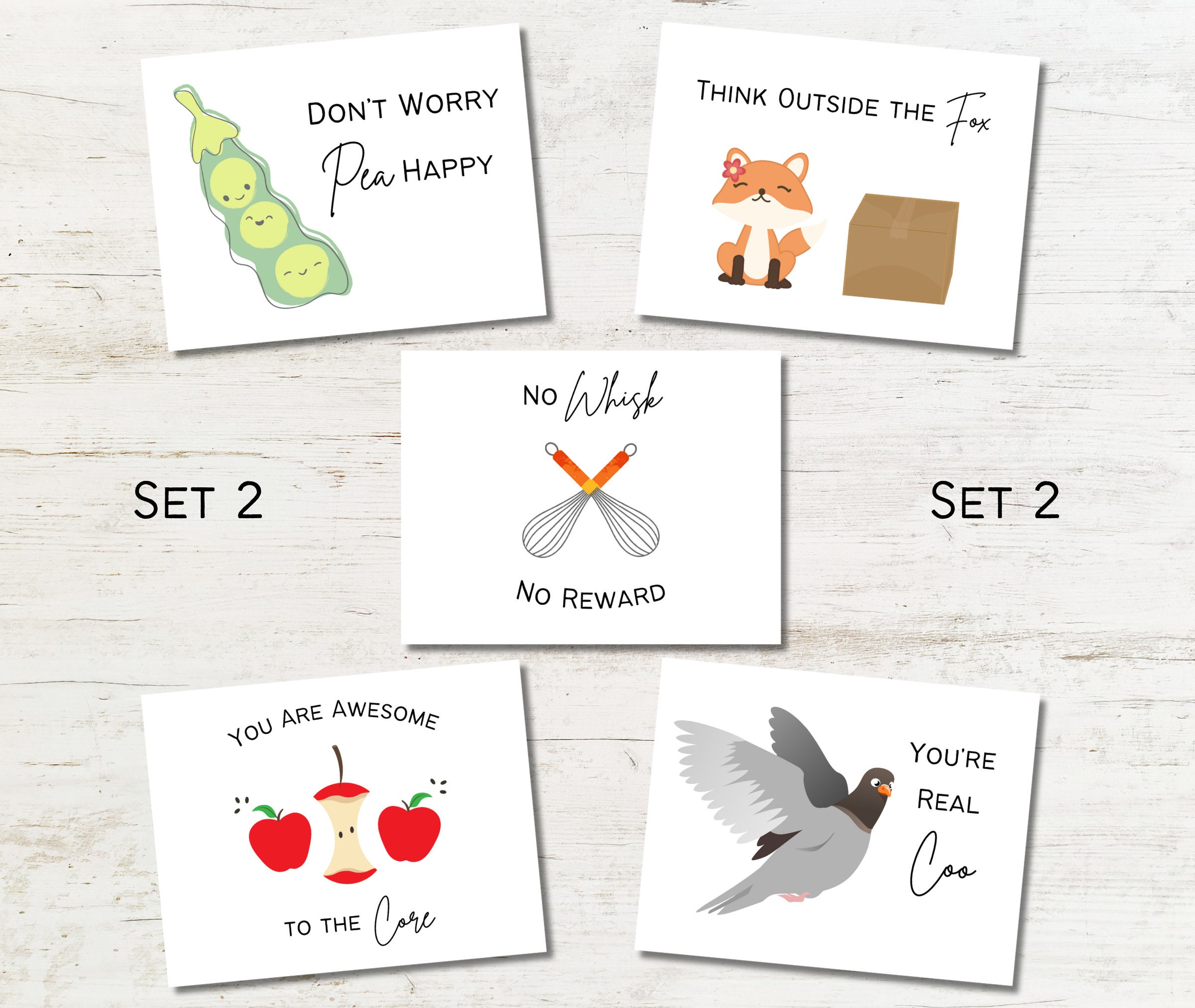 5 Encouragement / Inspirational Pun Cards With Envelopes (5 Mixed Cards ...