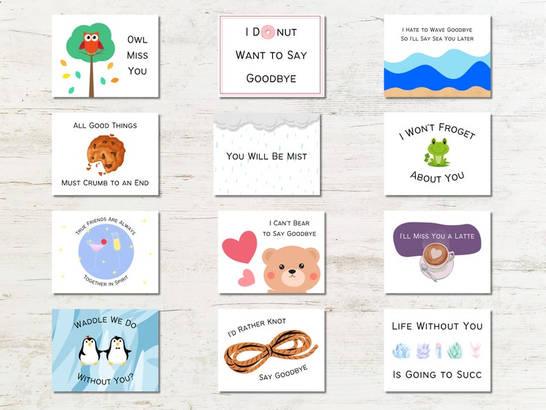 5 Farewell Pun Cards With Envelopes (5 Mixed Cards) - Etsy