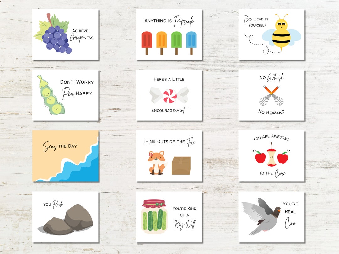 5 Encouragement / Inspirational Pun Cards With Envelopes (5 Mixed Cards ...