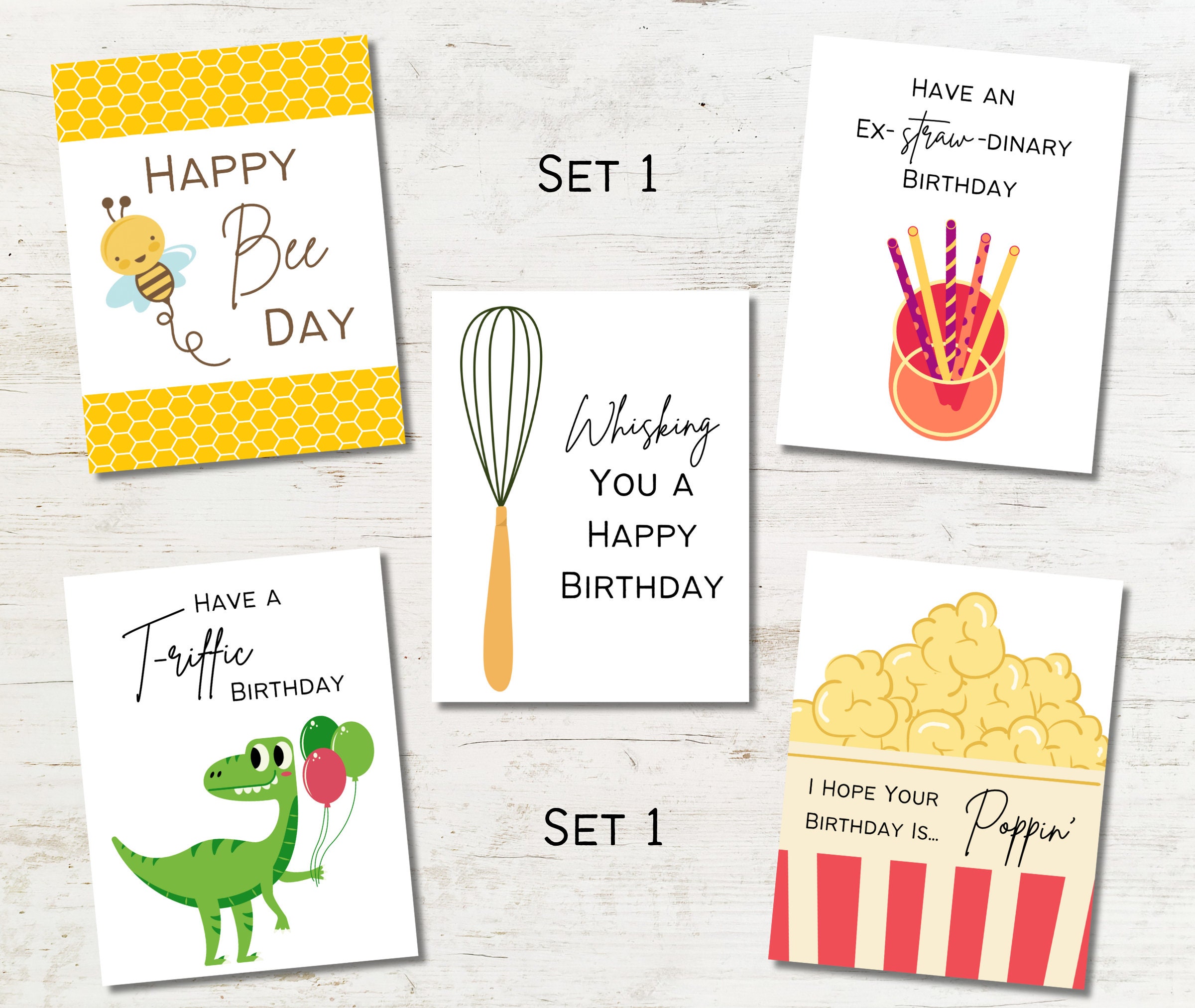 5 Birthday Pun Cards With Envelopes (5 Mixed Cards) - Etsy