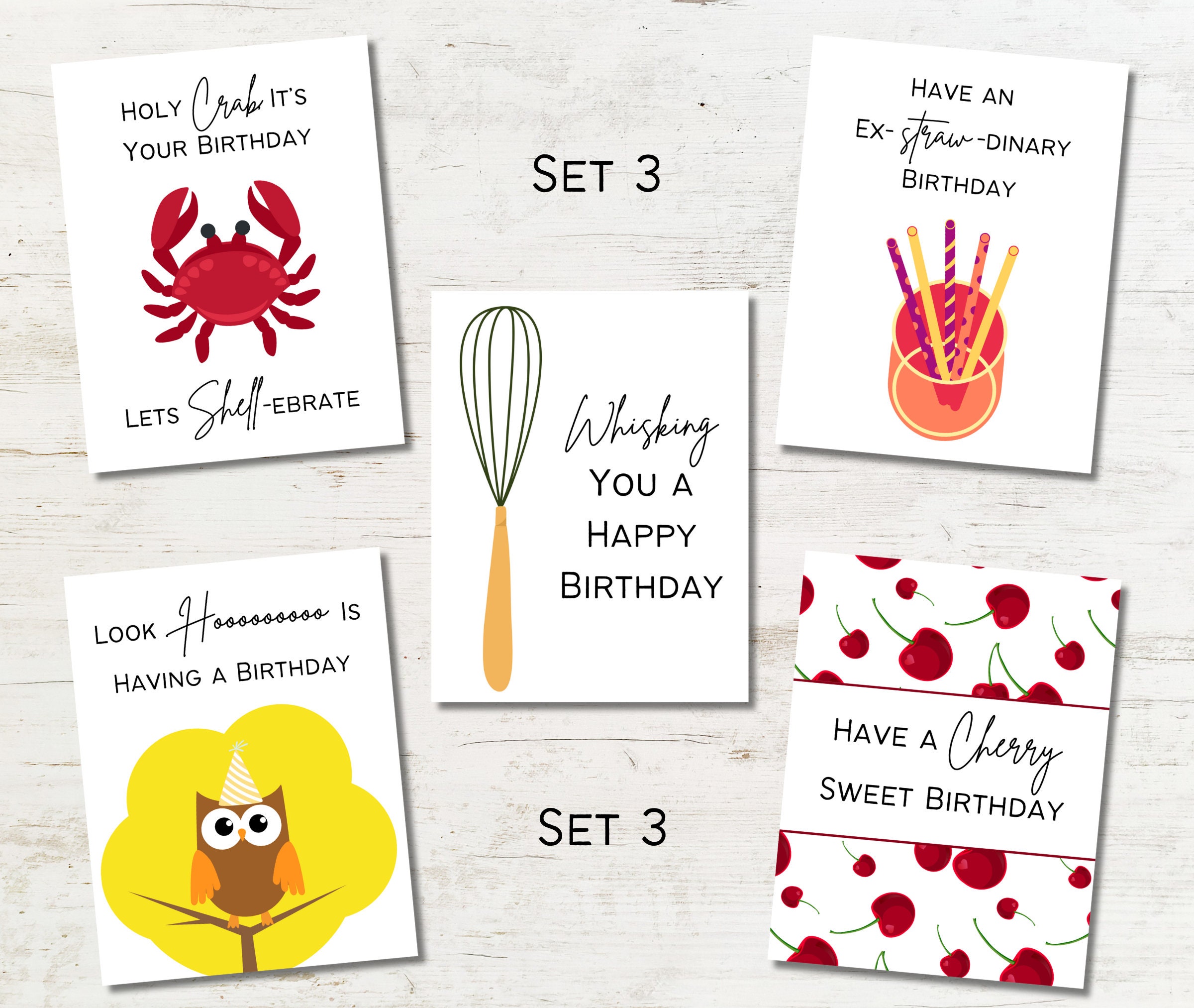5 Birthday Pun Cards With Envelopes (5 Mixed Cards) - Etsy
