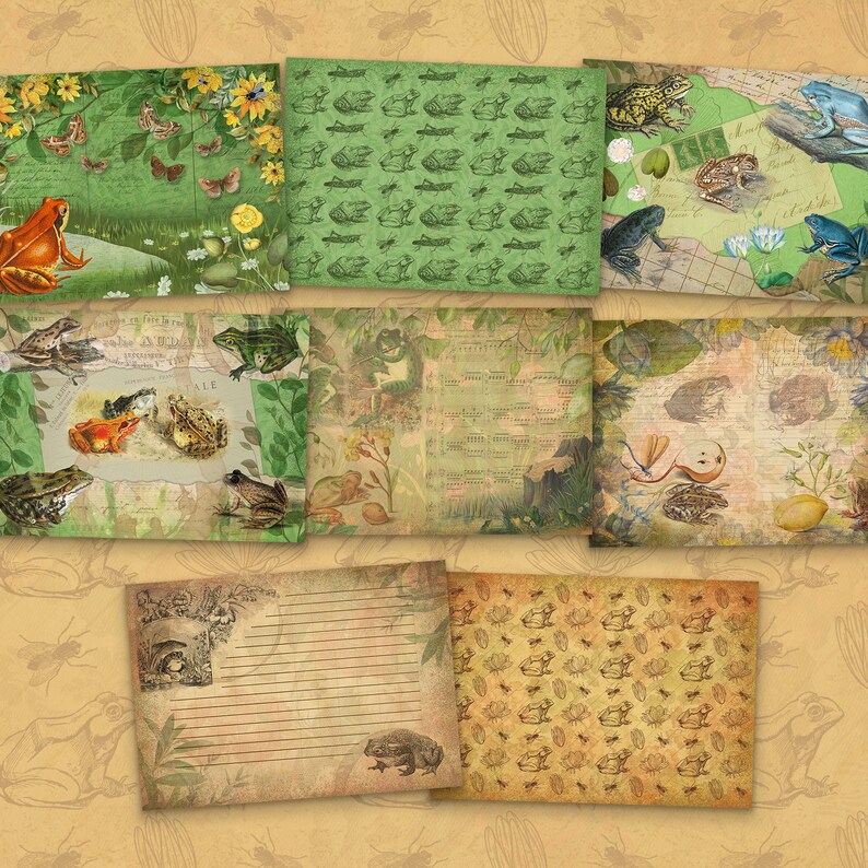 Printable Vintage Frogs Scrapbook Kit: Digital Download, Cute Frogs ...