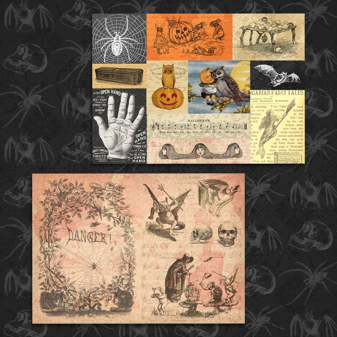 Halloween Vintage Junk Journal Printable Kit: Digital Download, Spooky ...