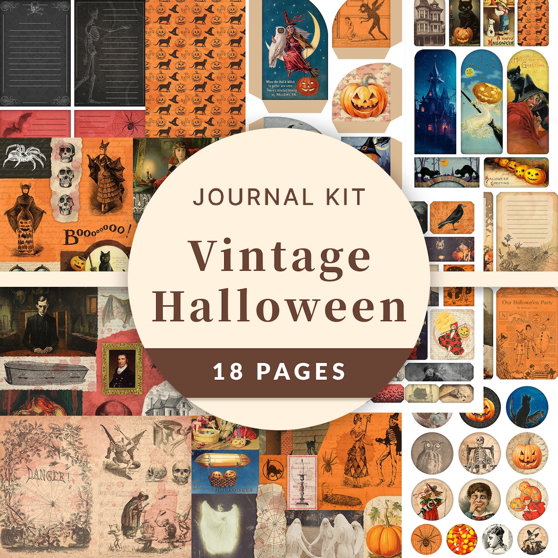 Halloween Vintage Junk Journal Printable Kit: Digital Download, Spooky ...