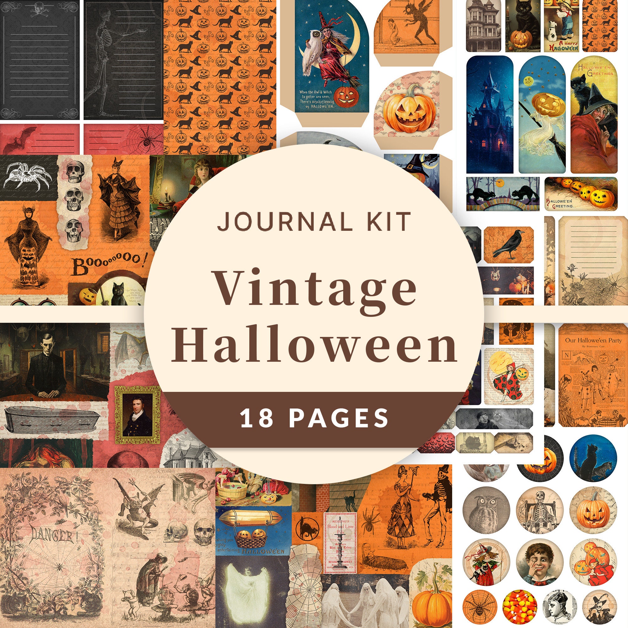 Halloween Vintage Junk Journal Printable Kit: Digital Download, Spooky ...