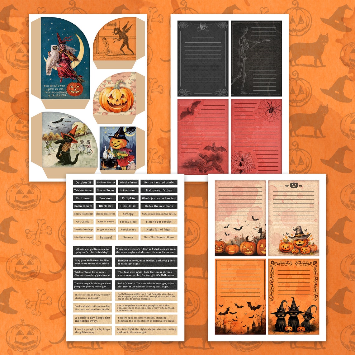 Halloween Vintage Junk Journal Printable Kit: Digital Download, Spooky ...