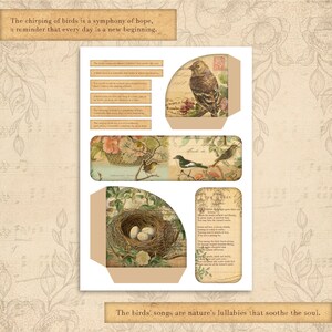 Printable Vintage Birds Scrapbook Kit: Digital Download, Bird, Pockets ...