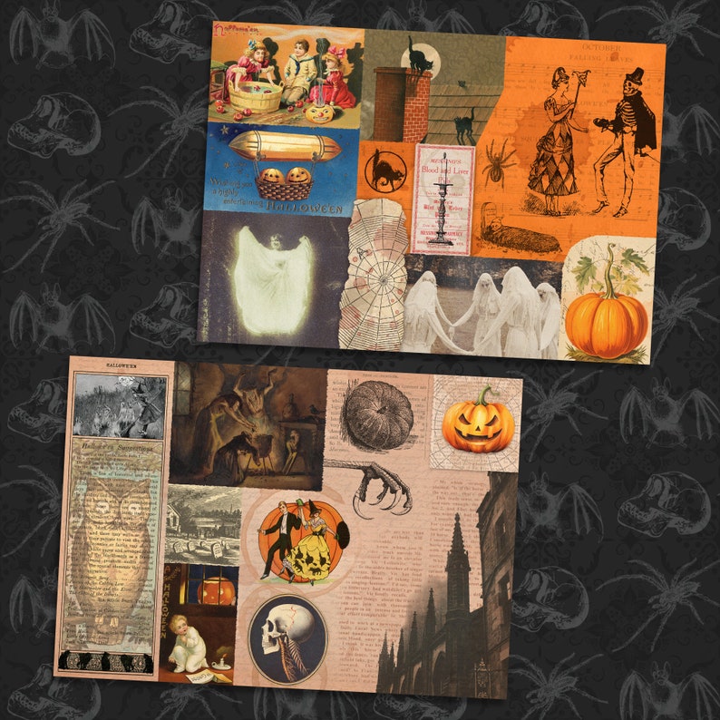Halloween Vintage Junk Journal Printable Kit: Digital Download, Spooky ...