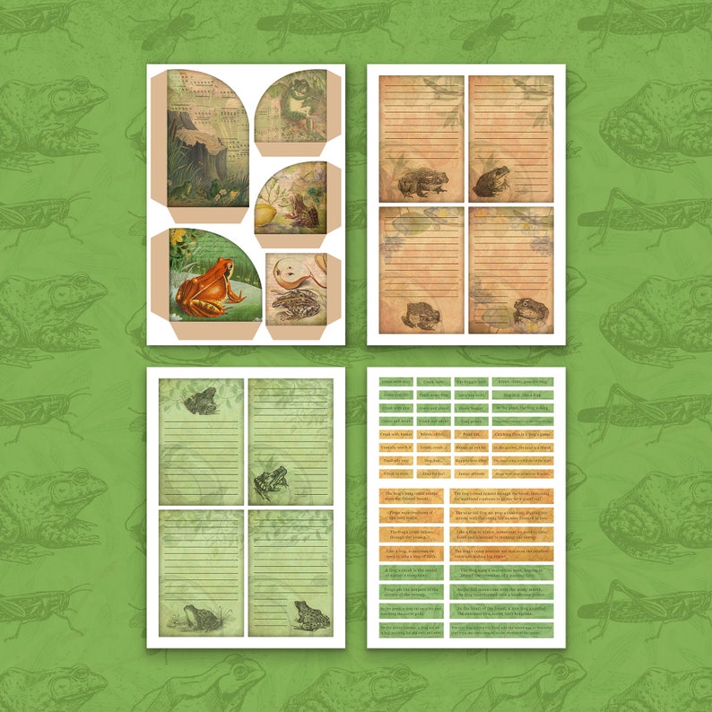 Printable Vintage Frogs Scrapbook Kit: Digital Download, Cute Frogs ...