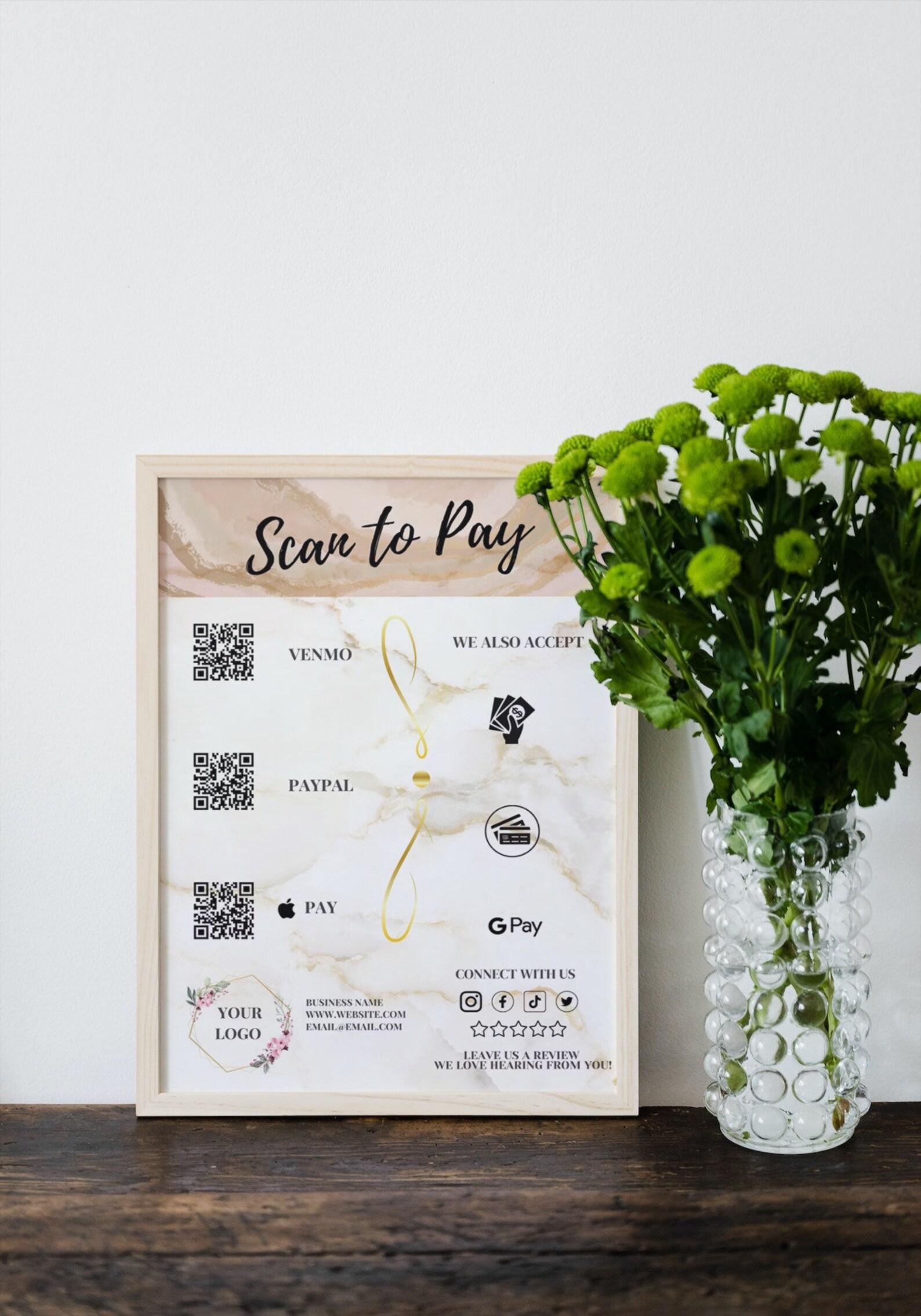 Eye-catching Editable Scan to Pay Card, Editable Canva Template, QR ...