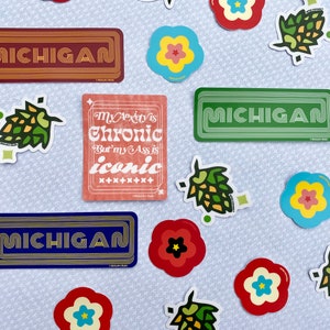 Blue & Yellow Michigan Lines Sticker, Laptop Decal, Waterproof Sticker ...