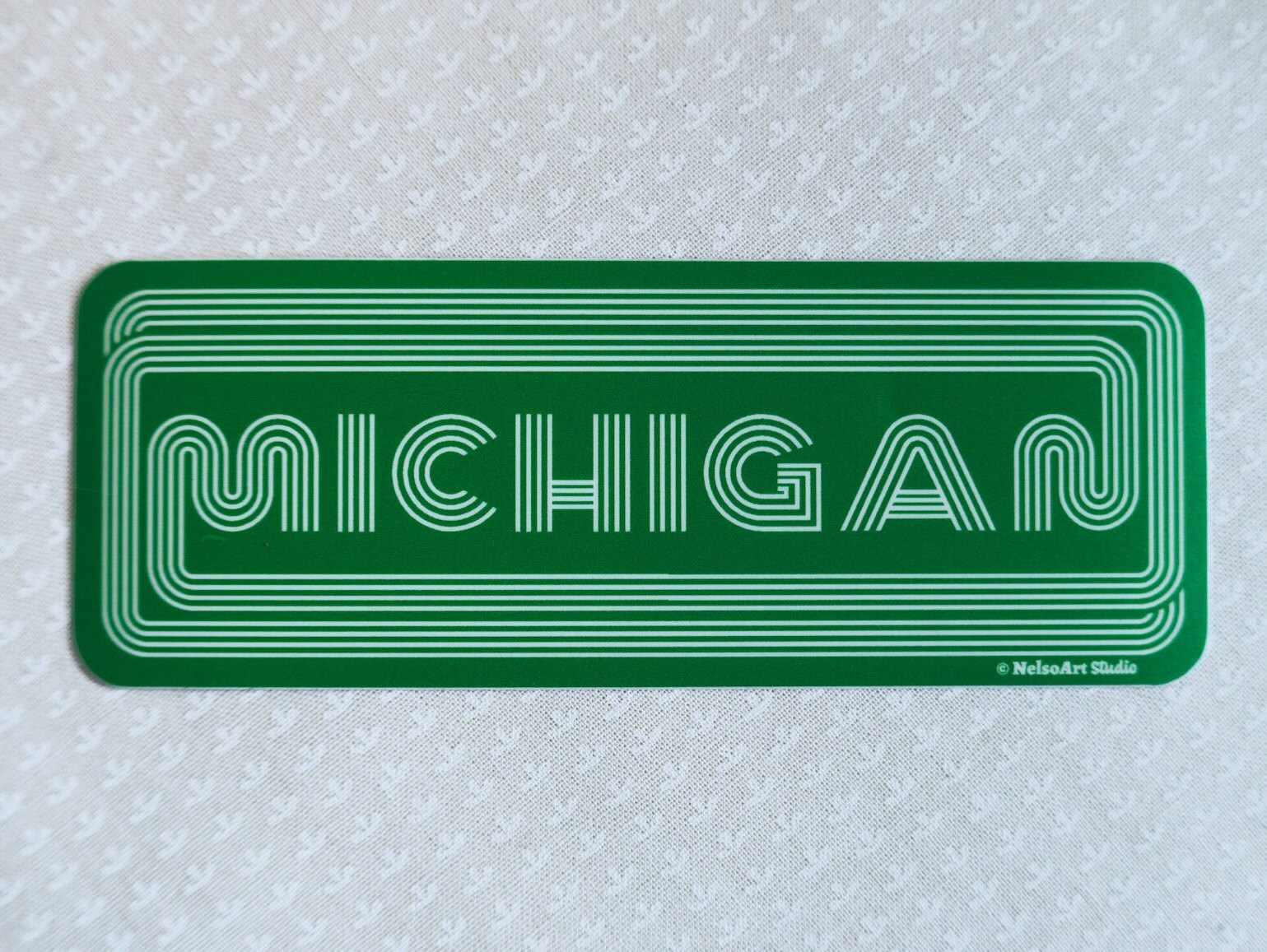 Green & White Michigan Lines Sticker, Laptop Decal, Waterproof Sticker ...