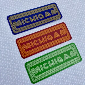Blue & Yellow Michigan Lines Sticker, Laptop Decal, Waterproof Sticker ...