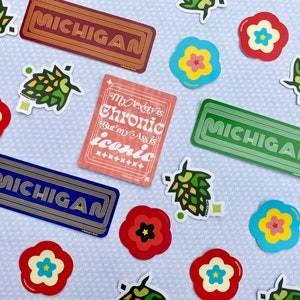 Blue & Yellow Michigan Lines Sticker, Laptop Decal, Waterproof Sticker ...