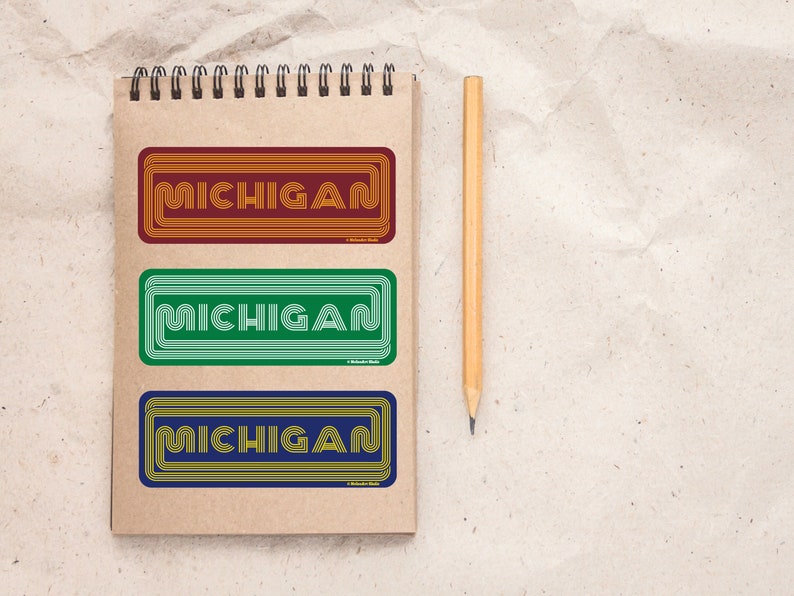 Blue & Yellow Michigan Lines Sticker, Laptop Decal, Waterproof Sticker ...