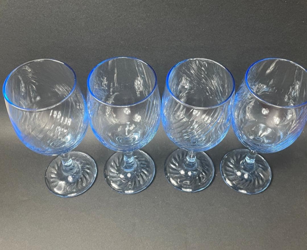 Set of 6 Libbey Blue Swirl Wine Water Glass Goblet 7 - Etsy