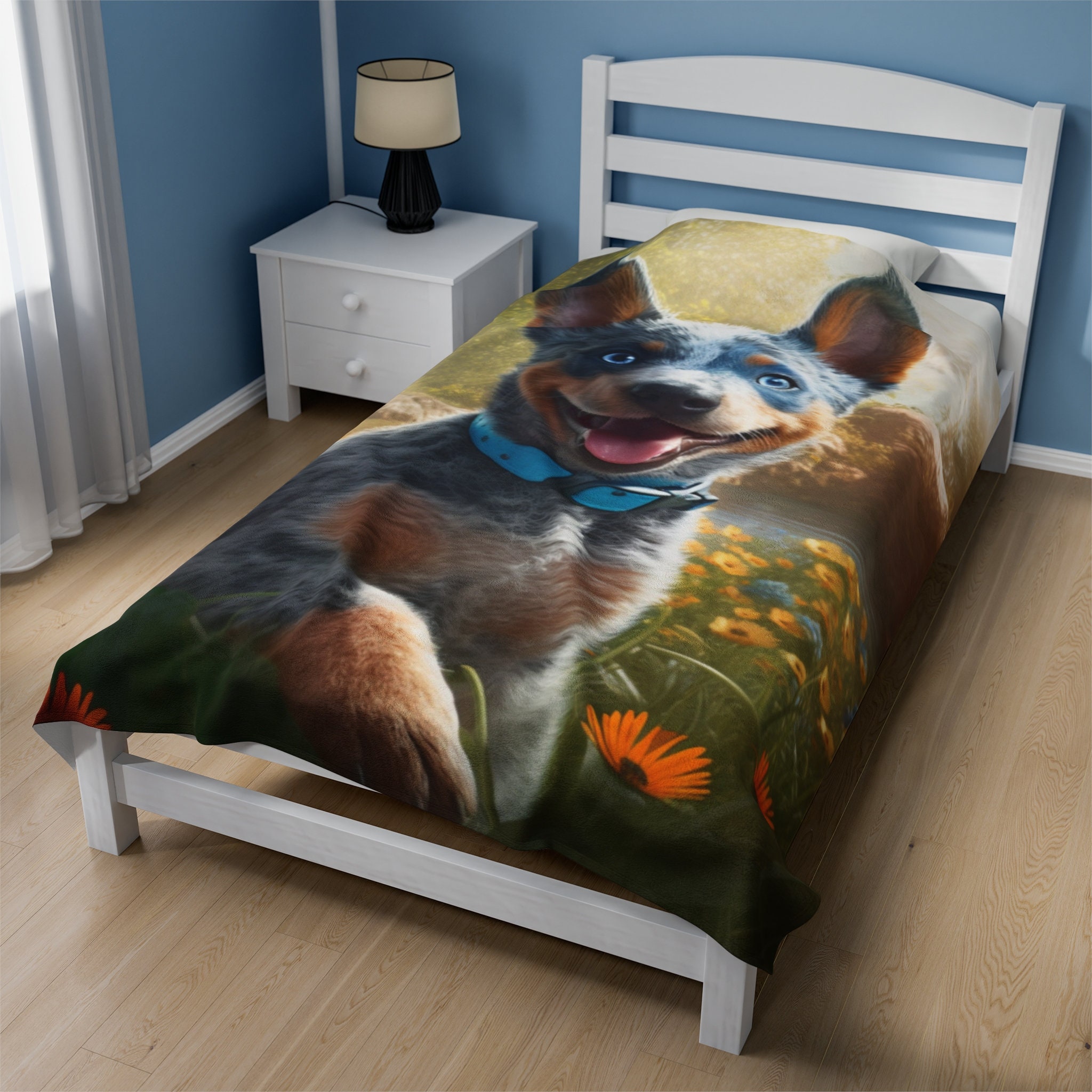 Ai Generated Bluey for Real Life Velveteen Plush Blanket Blue Heeler ...