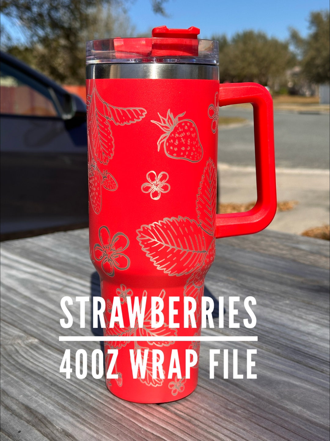 Strawberries - 40oz Tumbler Wrap - Lightburn - DXF - AI - Etsy
