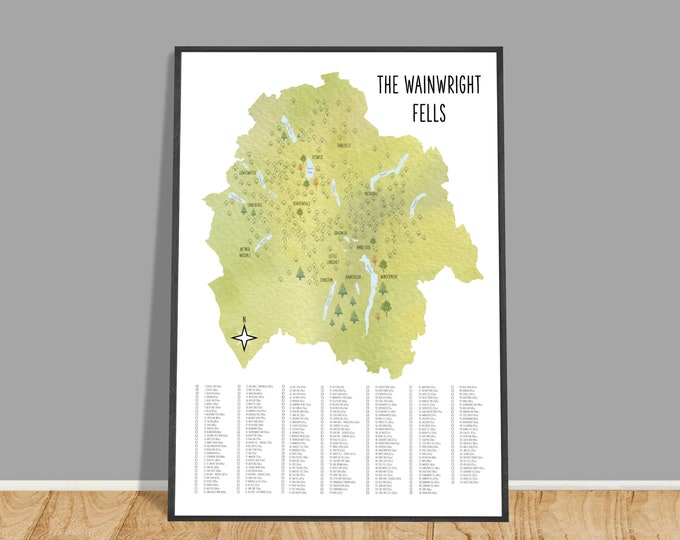 Wainwright Fells Checklist 214 Wainwrights Wainwrights Tick Map Lake ...
