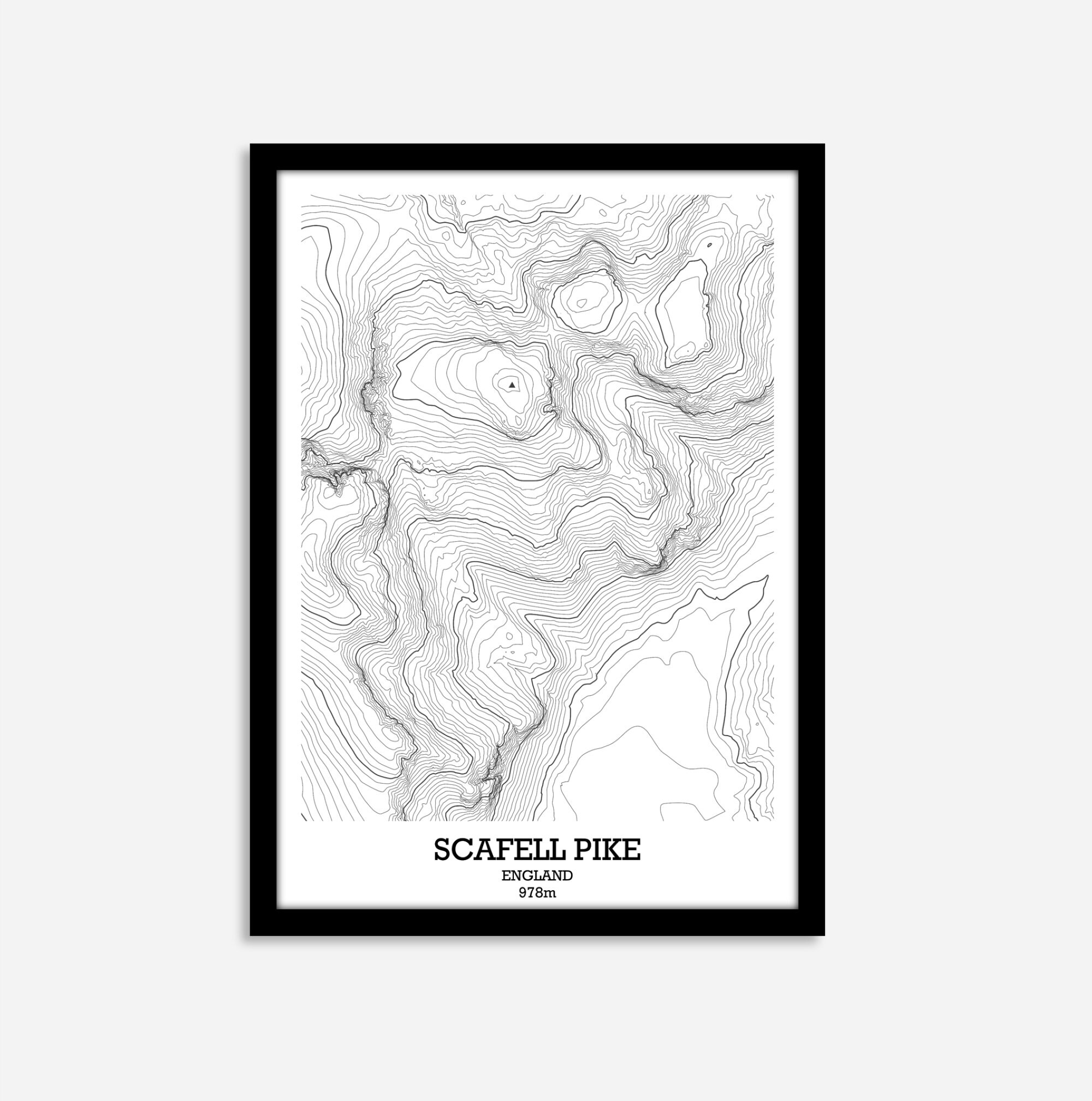 Scafell Pike Contour Map Topographic Map Print Scafell - Etsy