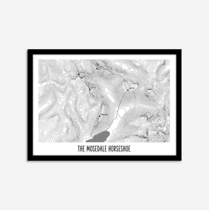 Mosedale Horseshoe Route Map Topographic Map Print Contour - Etsy