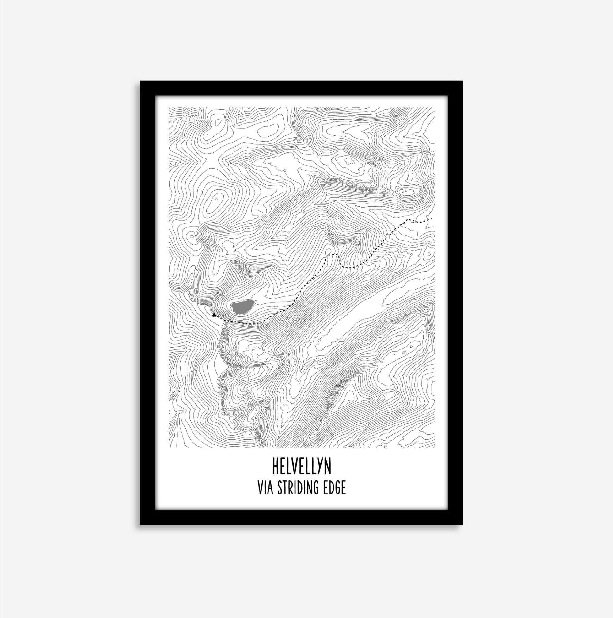 Helvellyn via Striding Edge Route Map Topographic Map Print - Etsy UK