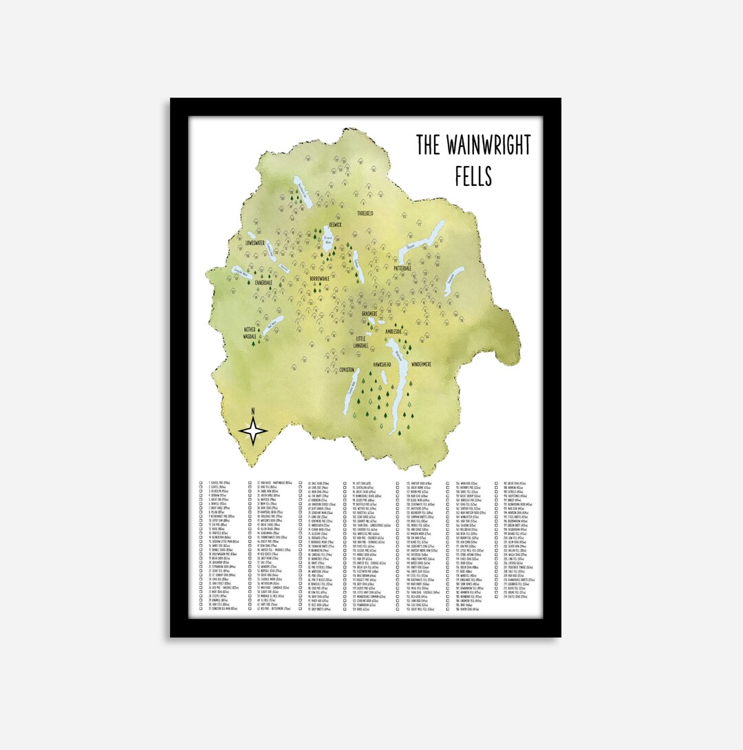 Wainwright Fells Checklist 214 Wainwrights Wainwrights - Etsy
