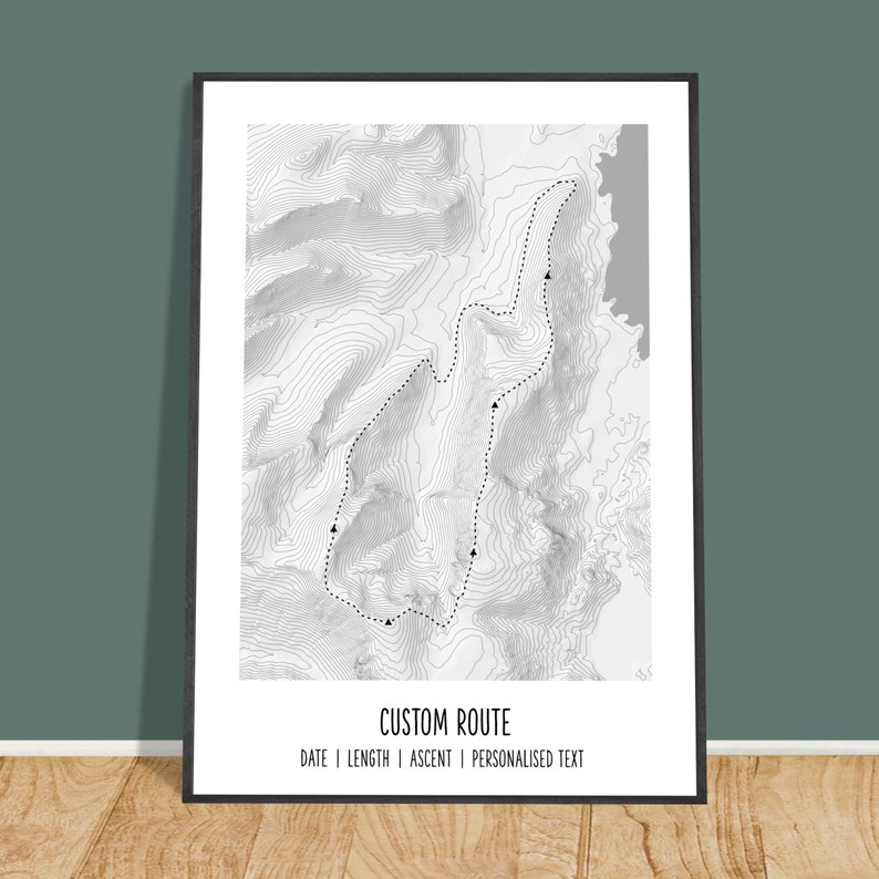 Custom Route Map Topographic Map Map Print Contour Map Hiking Map ...