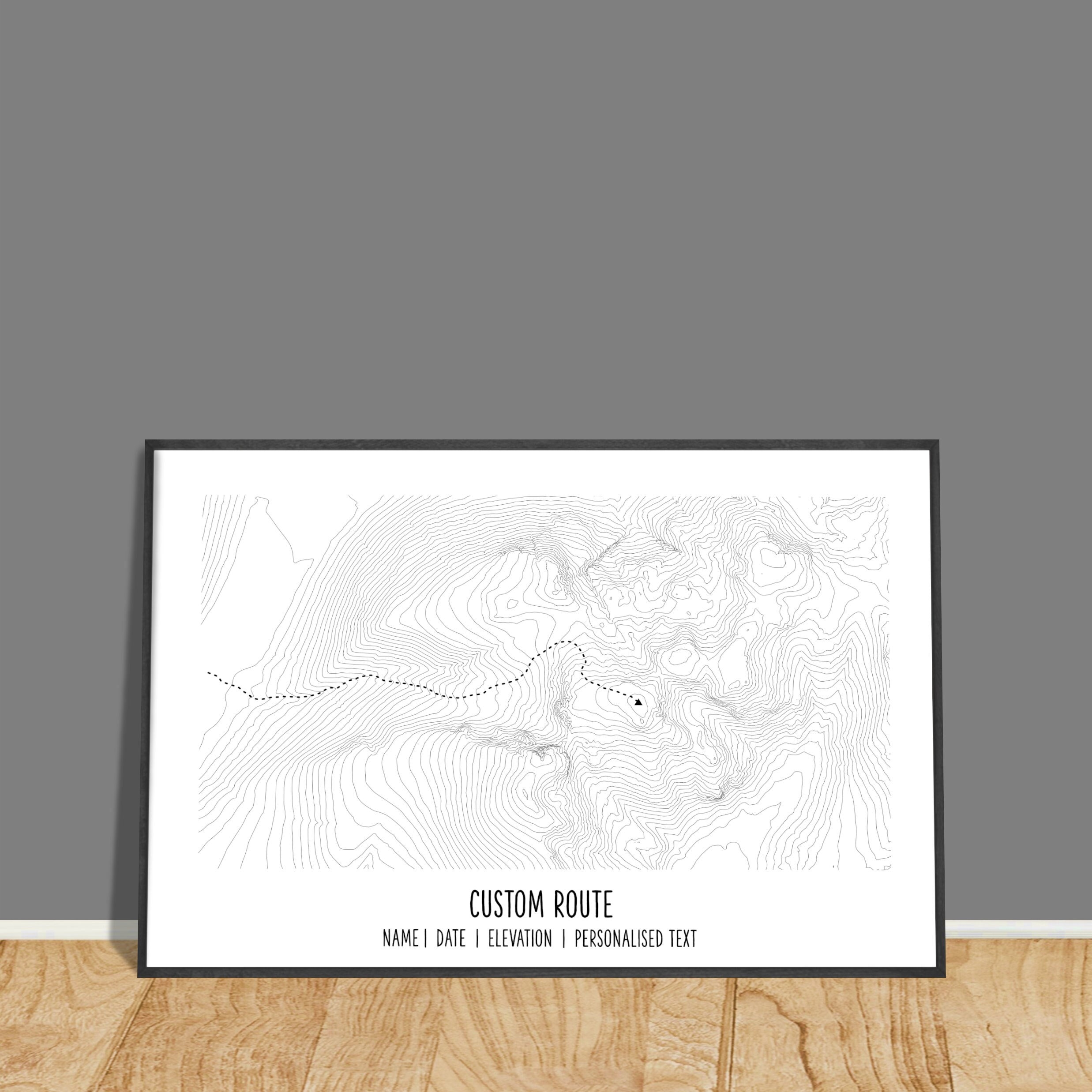 Custom Route Map Topographic Map Map Print Contour Map Hiking Map ...