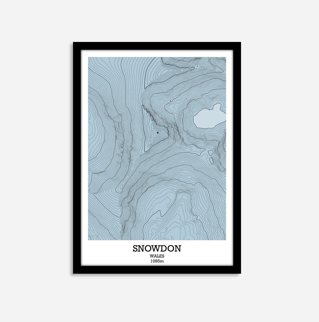 Snowdon Contour Map Topographic Map Print Snowdon Print - Etsy