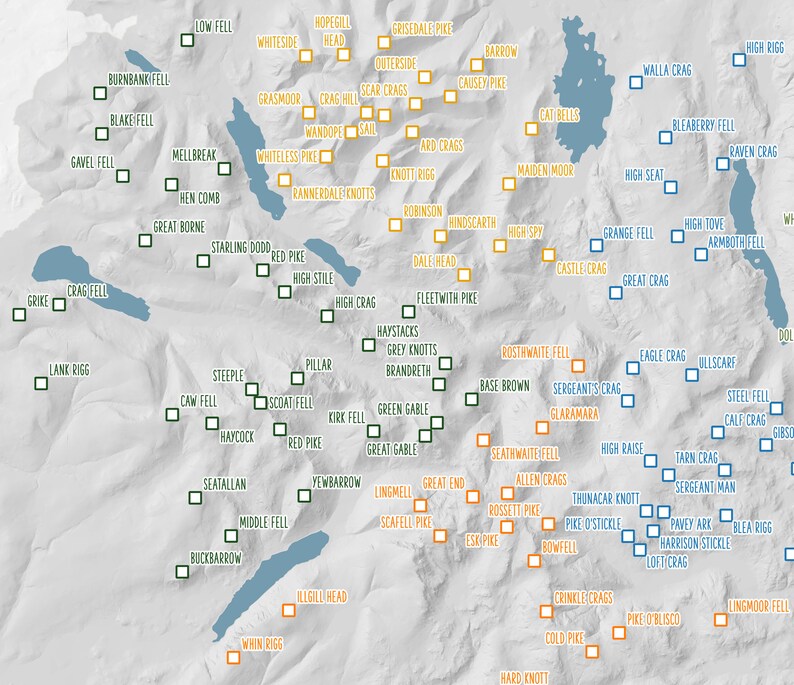 Lake District Wainwright Fells Tick Map Complete Checklist - Etsy
