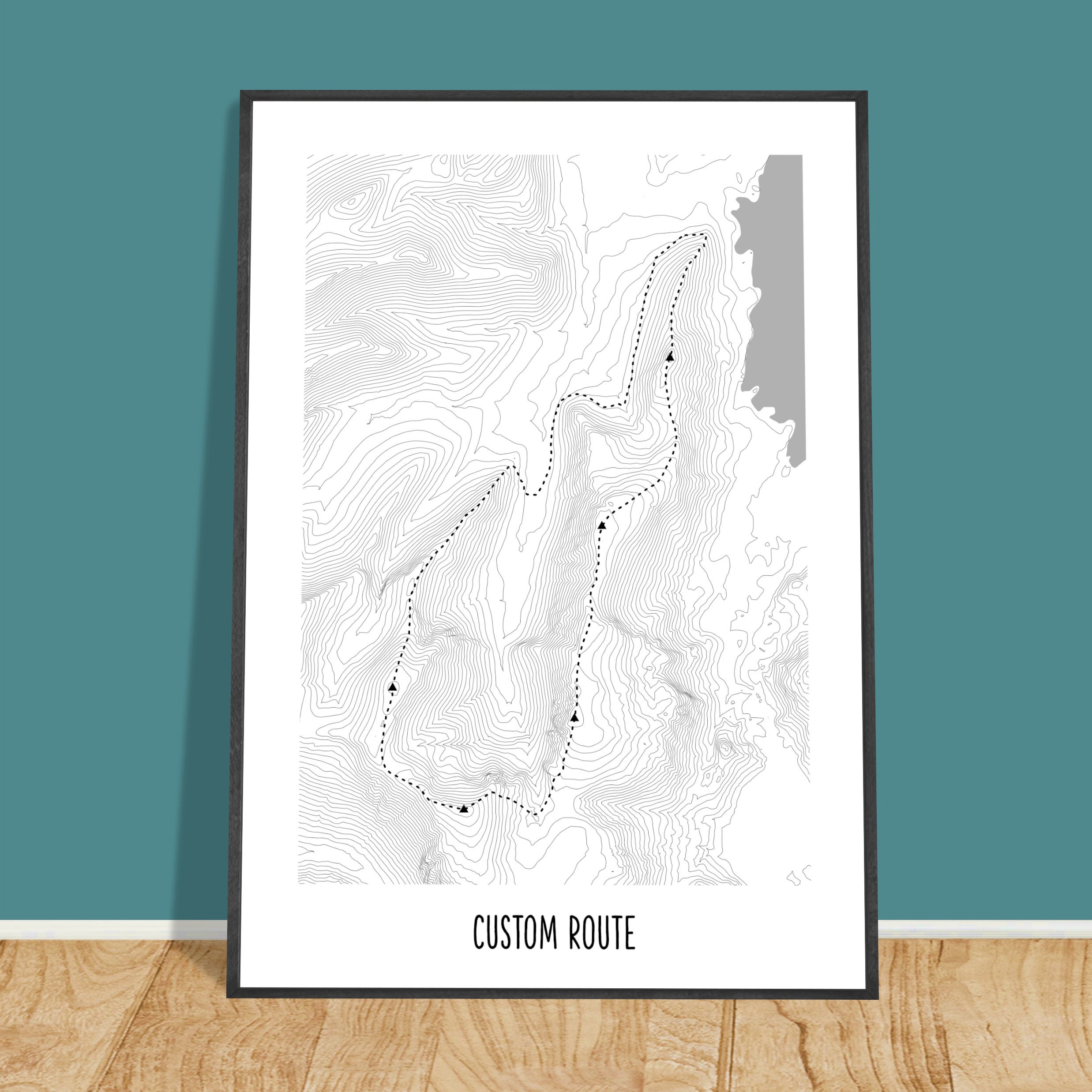Custom Route Map Topographic Map Map Print Contour Map Hiking Map ...