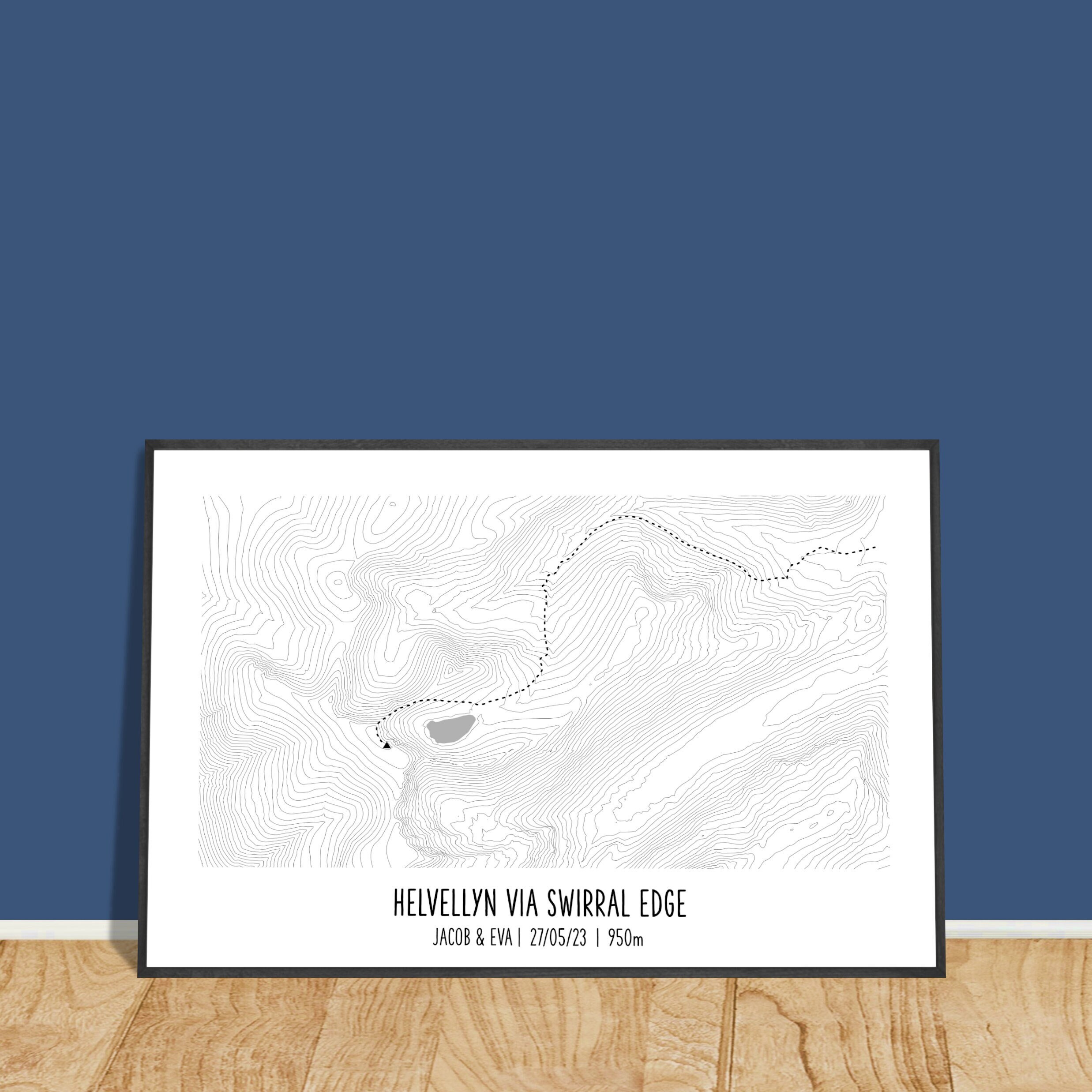 Helvellyn via Swirral Edge Route Map Topographic Map Print Contour Line ...