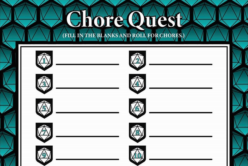 Chore Quest: D20 Edition - Etsy