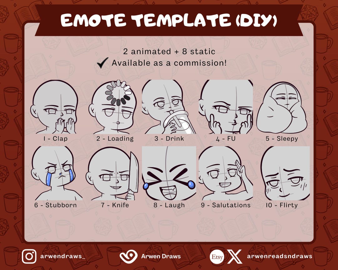Emotes Templates DIY Set - YCH Set for Twitch/discord... - Etsy