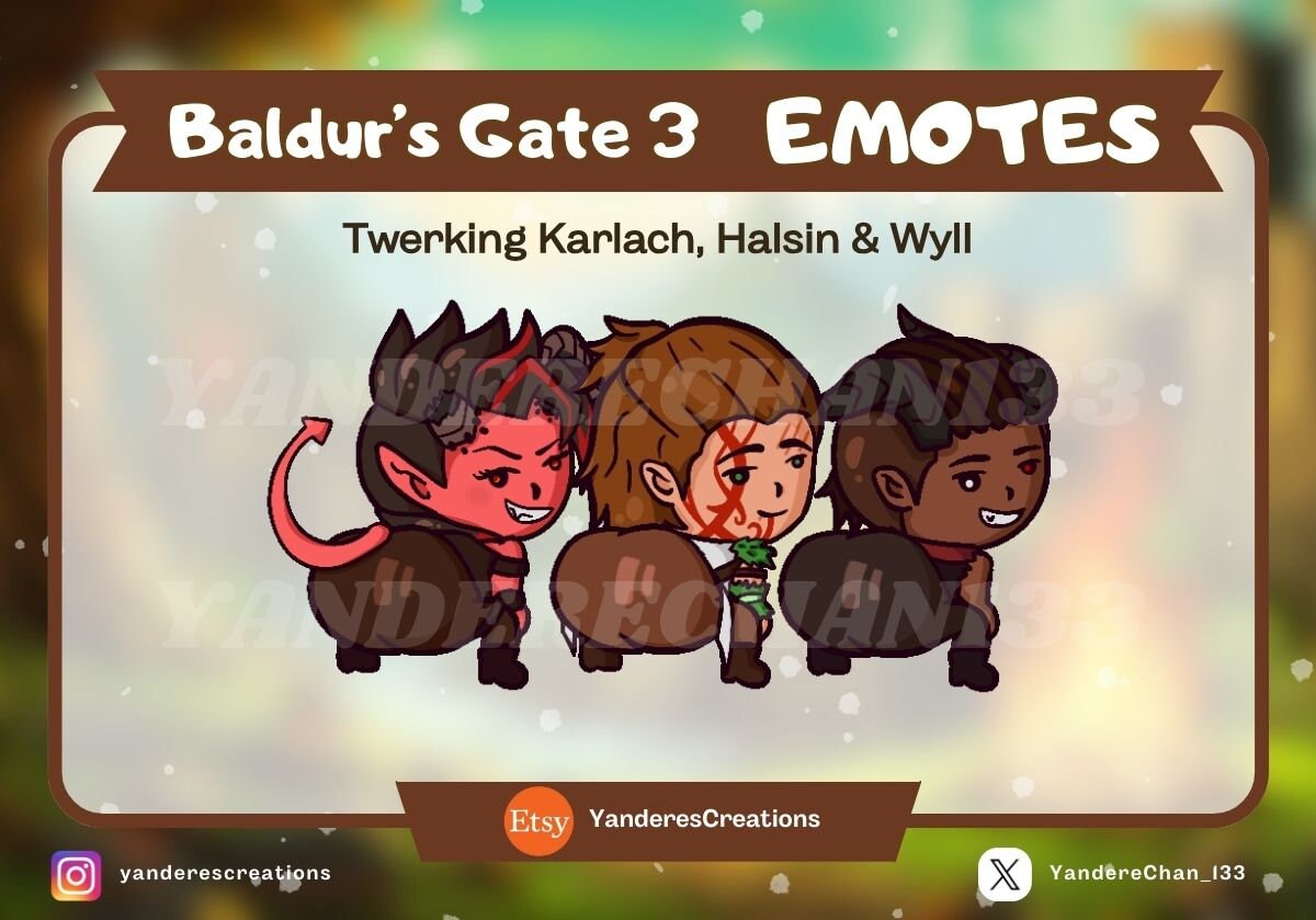 Baldurs Gate 3 Twerking Emotes Karlach Halsin And Wyll Etsy 1069