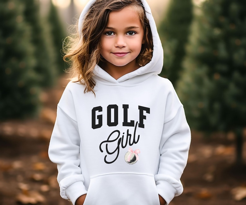 Retro Golf Girl Youth Sweatshirt, Golf Pink Bow Youth Hoodie, Cute Golf ...