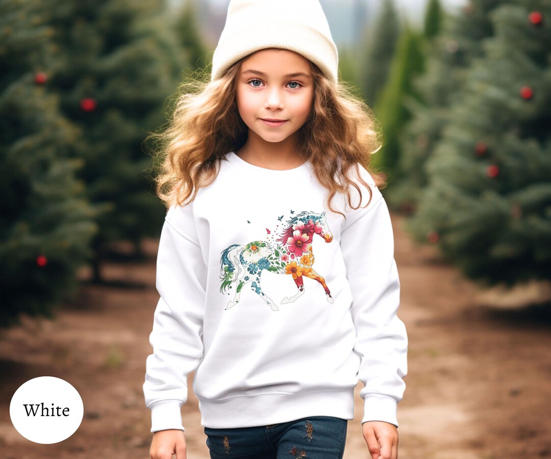 Floral Horse Youth Sweatshirt: Wildflower Horse Girl Gift - Etsy
